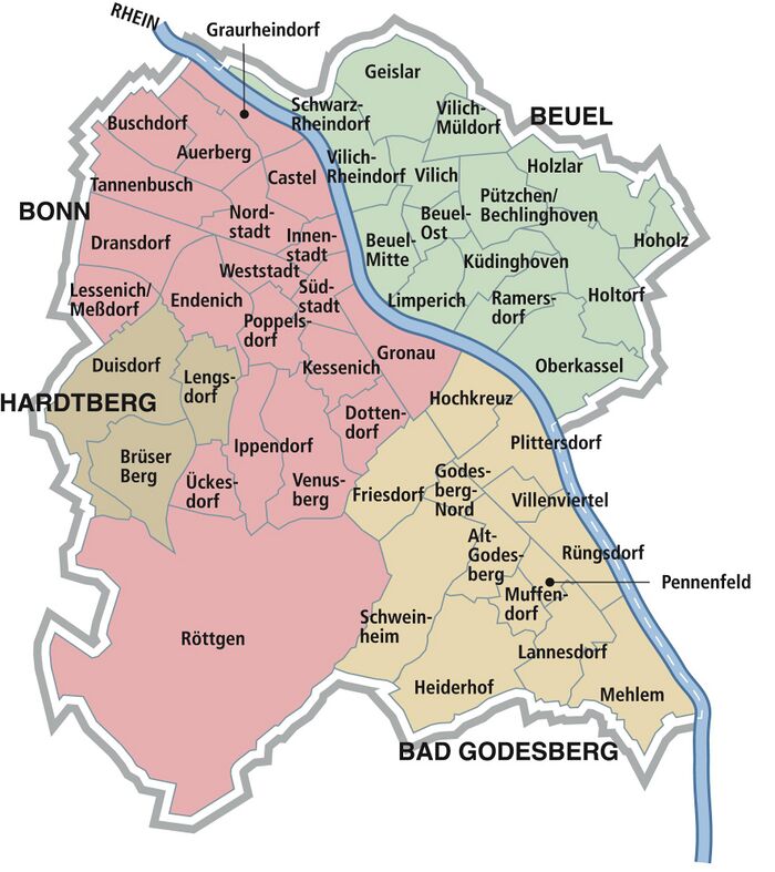 Bonner Stadtbezirke und Stadtteile – Bonn.wiki